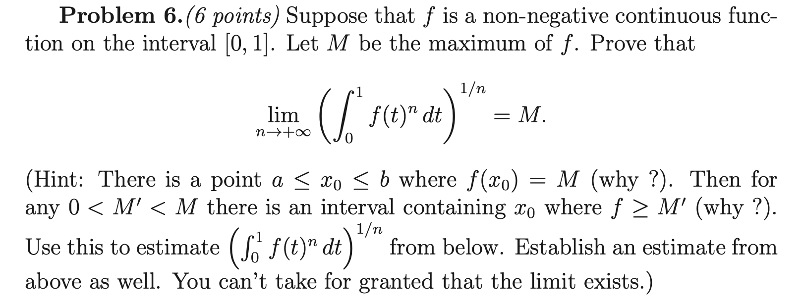 Solved Problem 6.(6 points) Suppose that f is a non-negative | Chegg.com