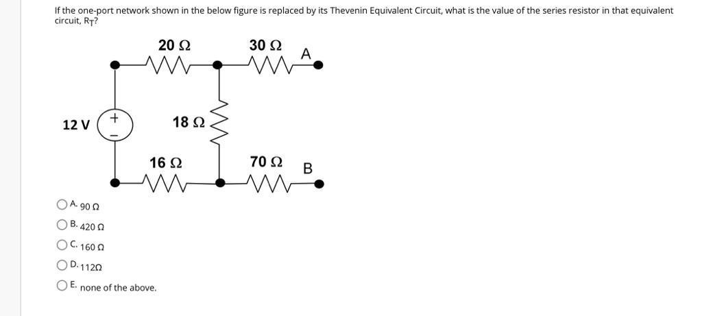 Solved If the one-port network shown in the below figure is | Chegg.com