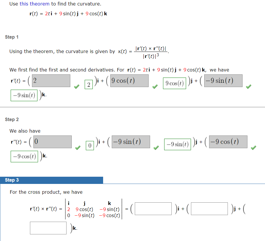Solved Use This Theorem To Find The Curvature R T 2ti