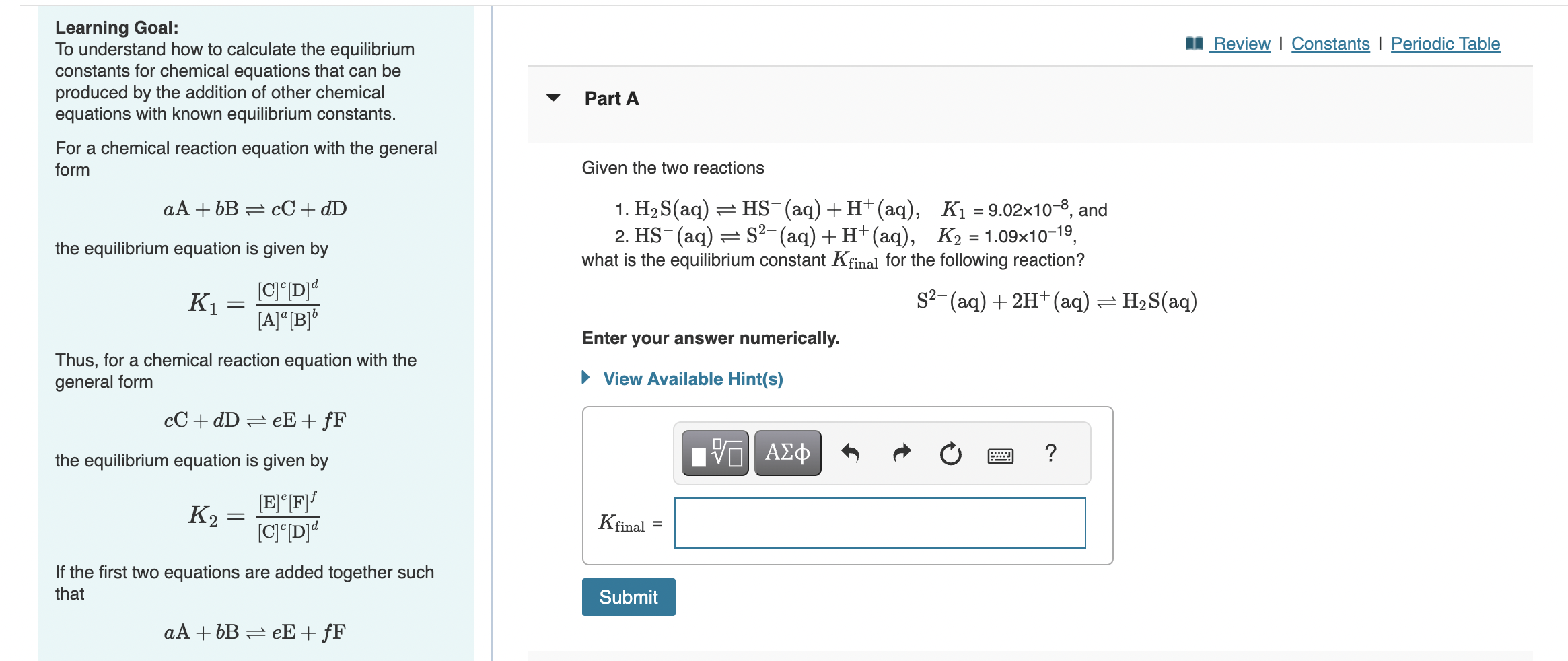 Solved Learning Goal: To understand how to calculate the | Chegg.com