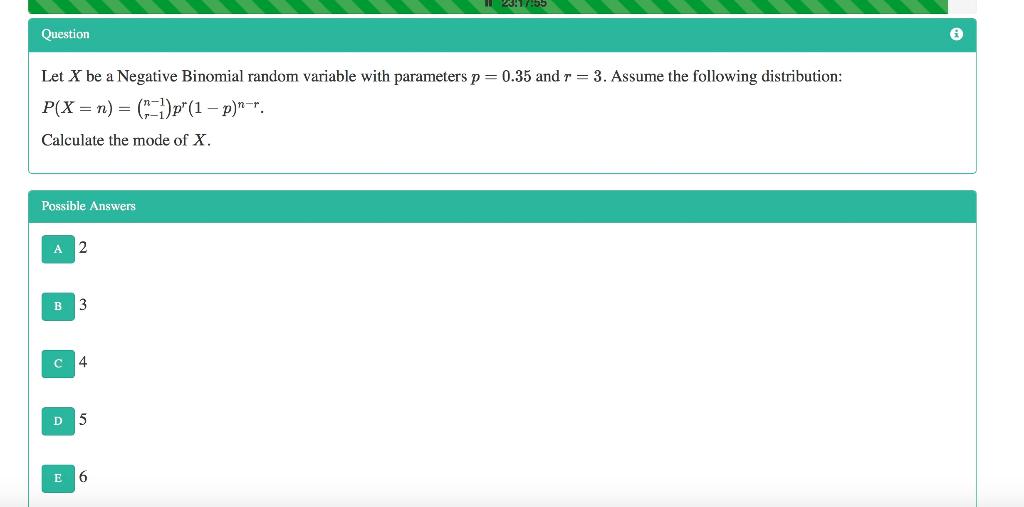 Solved Question Let X be a Negative Binomial random variable | Chegg.com