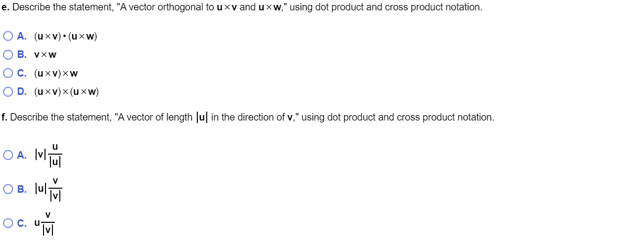 Solved Given Nonzero Vectors U V And W Use Dot Product Chegg