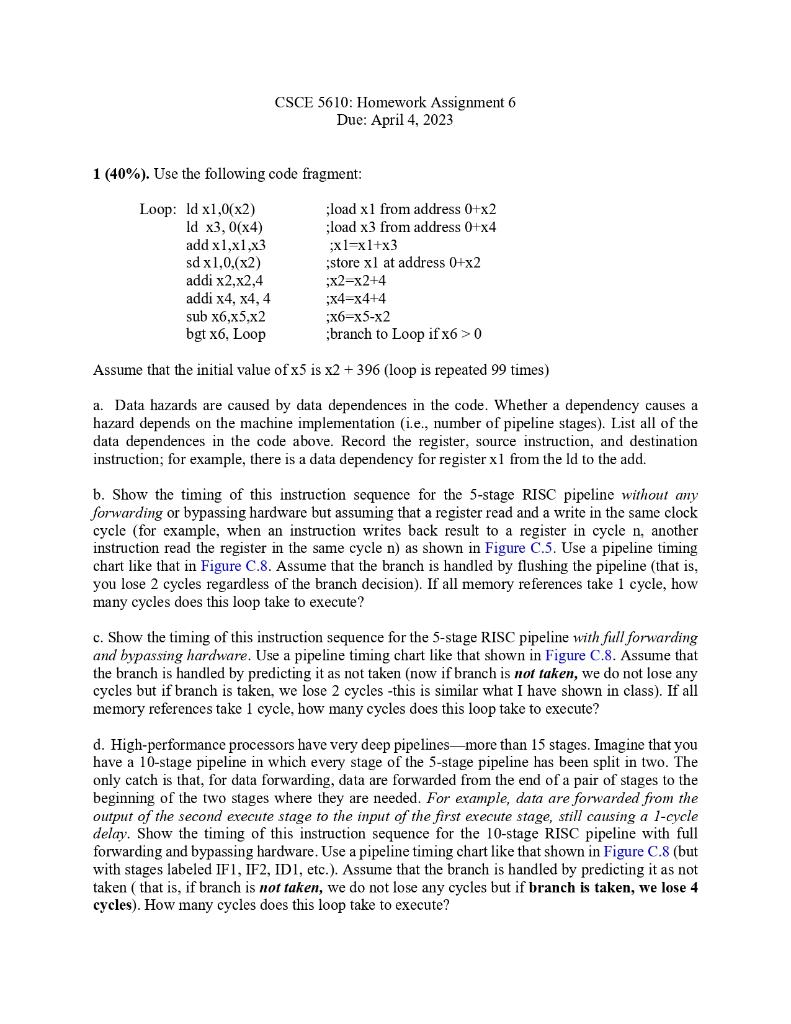CSCE 5610: Homework Assignment 6 Due: April 4, 2023 | Chegg.com
