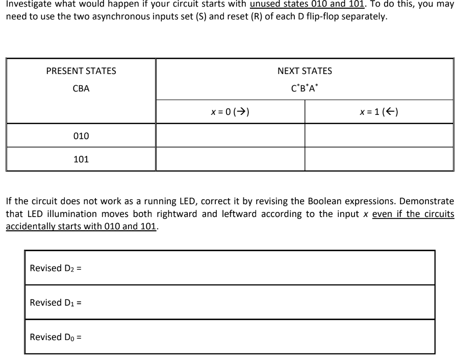 Solved implement a 3-bit running LED with three D | Chegg.com