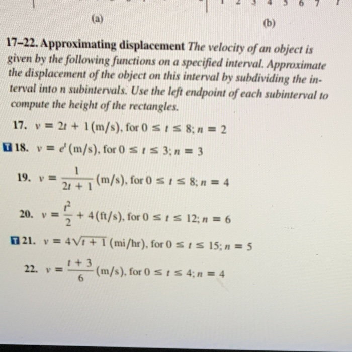 Solved 17-22. Approximating displacement The velocity of an | Chegg.com