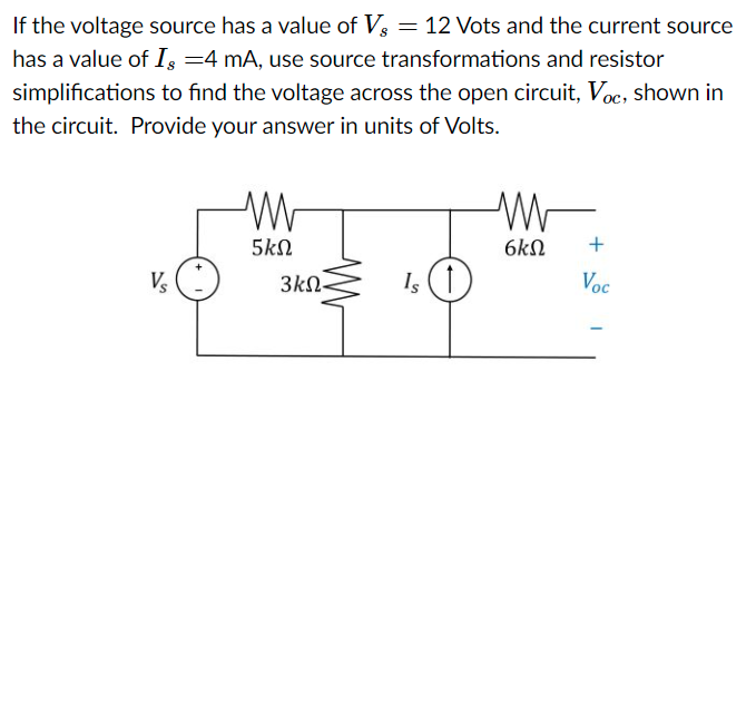 Solved If the voltage source has a value of V3 = 12 Vots and | Chegg.com