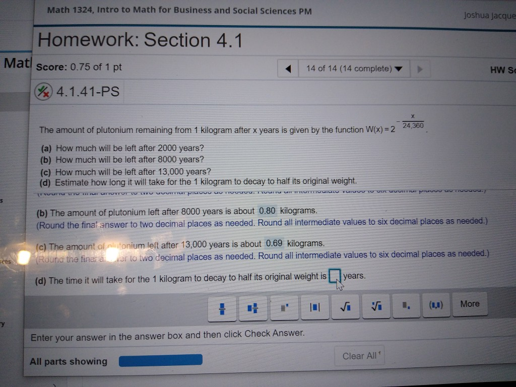 Solved Math 1324, Intro to Math for Business and Social | Chegg.com