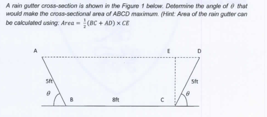 Solved A rain gutter cross-section is shown in the Figure 1 | Chegg.com