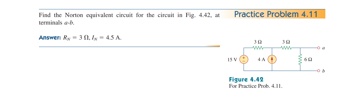 Solved Practice Problem 4.11 Find the Norton equivalent | Chegg.com