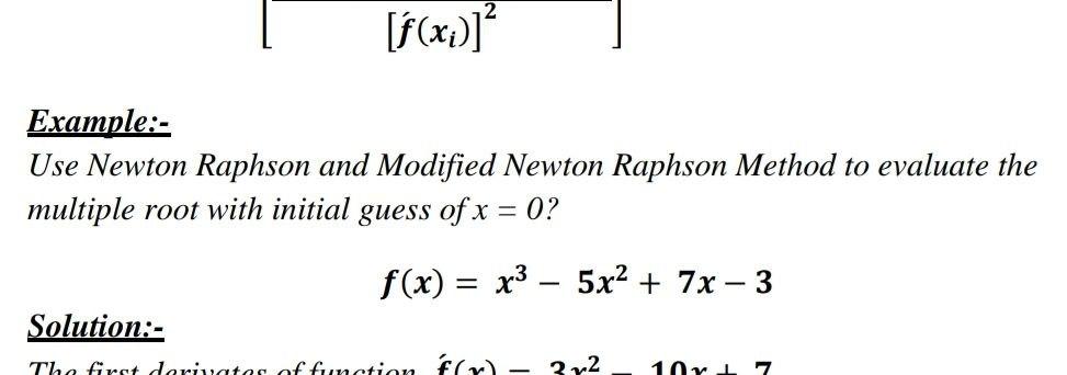 Solved [f(x;))? Example:- Use Newton Raphson and Modified | Chegg.com