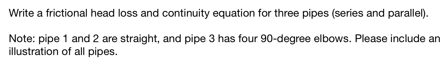 Solved Write a frictional head loss and continuity equation | Chegg.com