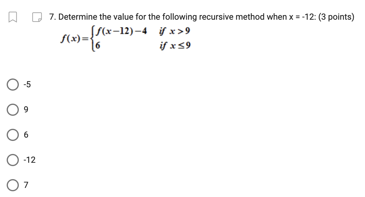 Solved 1. Determine the value for the following recursive | Chegg.com