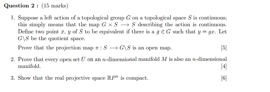Solved 1. Suppose a left action of a topological group G on | Chegg.com