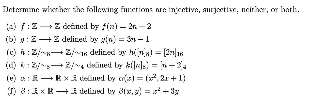 Solved Determine whether the following functions are | Chegg.com