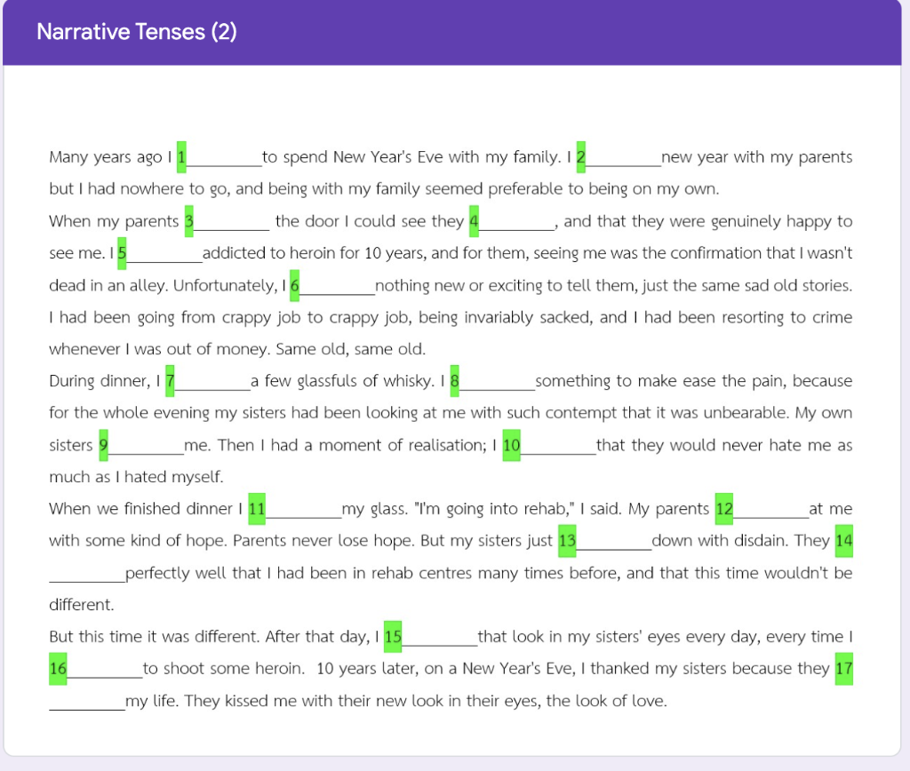 Narrative Tenses 2,146 'tenses' English ESL Worksheets Pdf & Doc