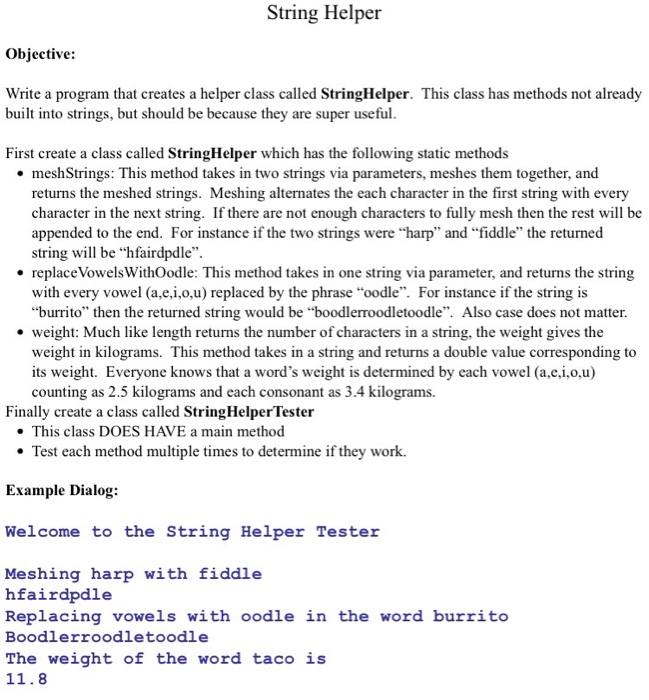 Solved Write a program that creates a helper class called | Chegg.com