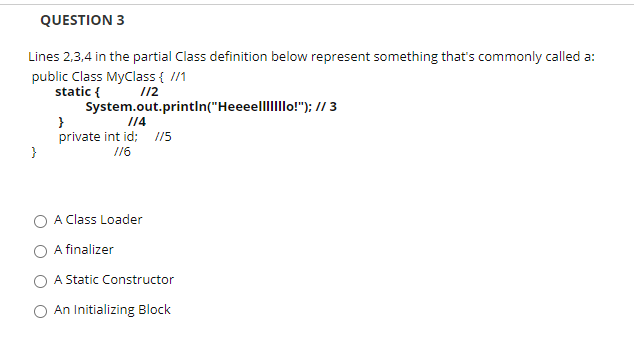 Solved QUESTION 3 Lines 2,3,4 in the partial Class | Chegg.com