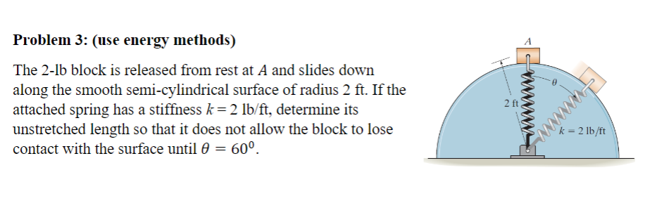 Solved Problem 3: (use energy methods) The 2-lb block is | Chegg.com