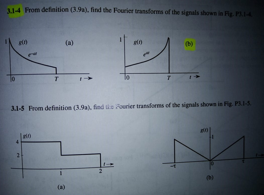 Solved 3.1-4 From definition (3.9a), find the Fourier | Chegg.com