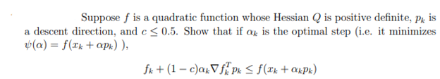 Solved Suppose f is a quadratic function whose Hessian Q is | Chegg.com