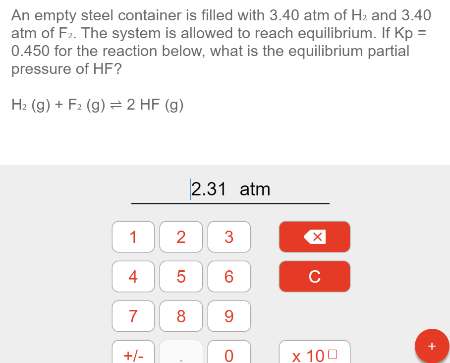 Solved An empty steel container is filled with 0.850 atm of | Chegg.com