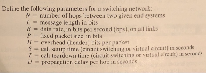 Solved Define the following parameters for a switching | Chegg.com