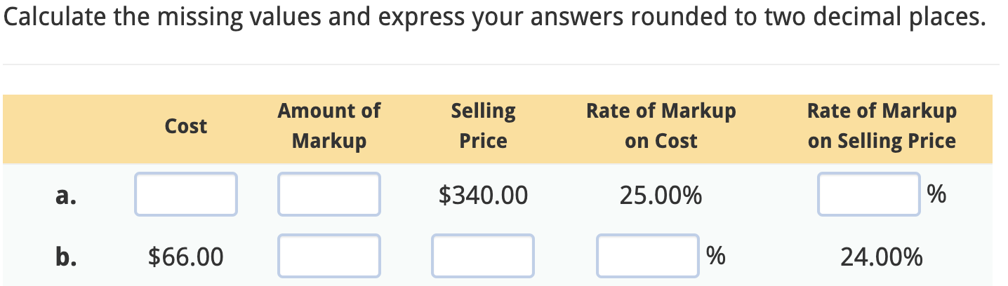 Solved Calculate the missing values and express your answers | Chegg.com