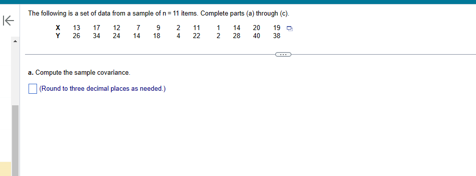 Solved The following is a set of data from a sample of n=11 | Chegg.com