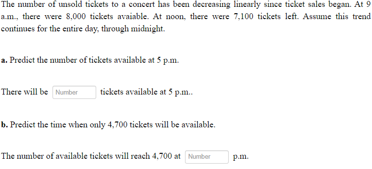 Solved The number of unsold tickets to a concert has been | Chegg.com