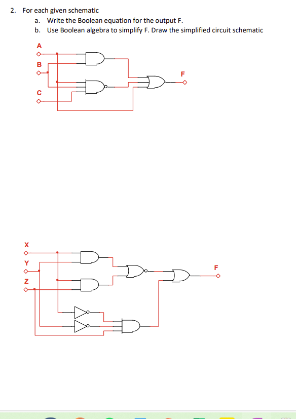 Solved 2. For each given schematic a. Write the Boolean | Chegg.com