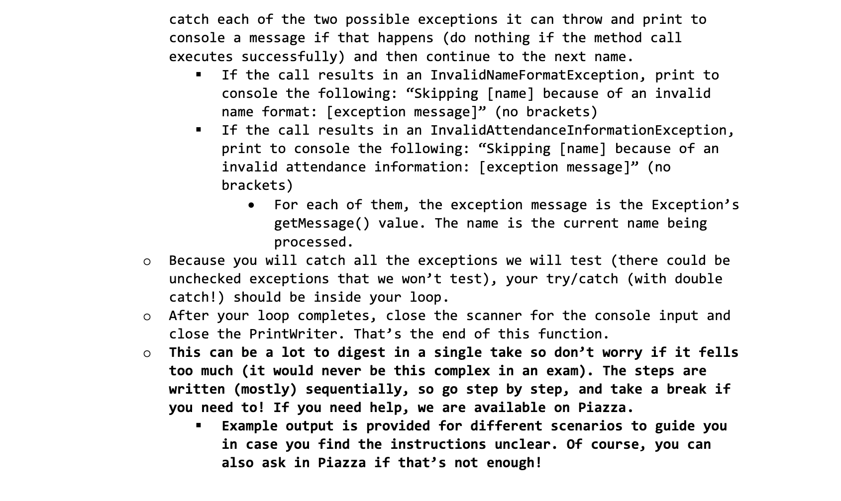 Solution Description Part 1: Exceptions Create | Chegg.com