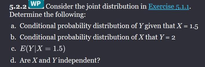 Solved 5.2.2 consider the joint distribution in | Chegg.com
