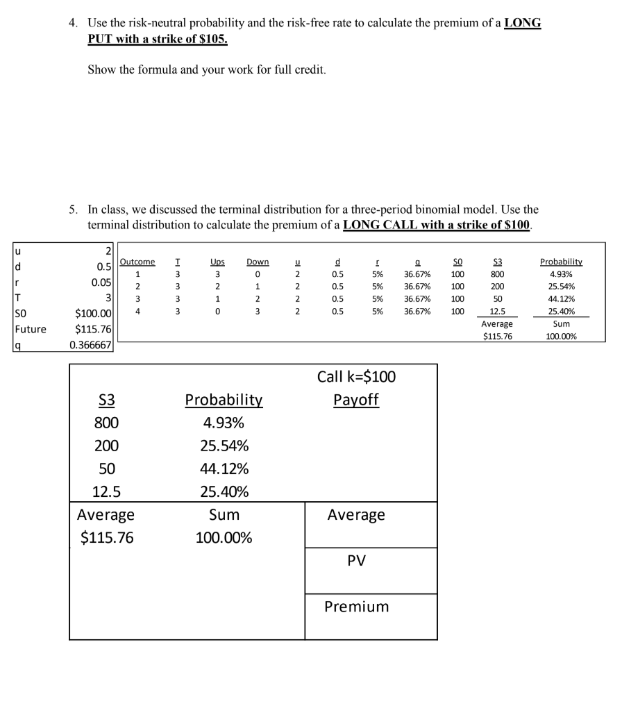 Solved 4. Use the risk-neutral probability and the risk-free | Chegg.com