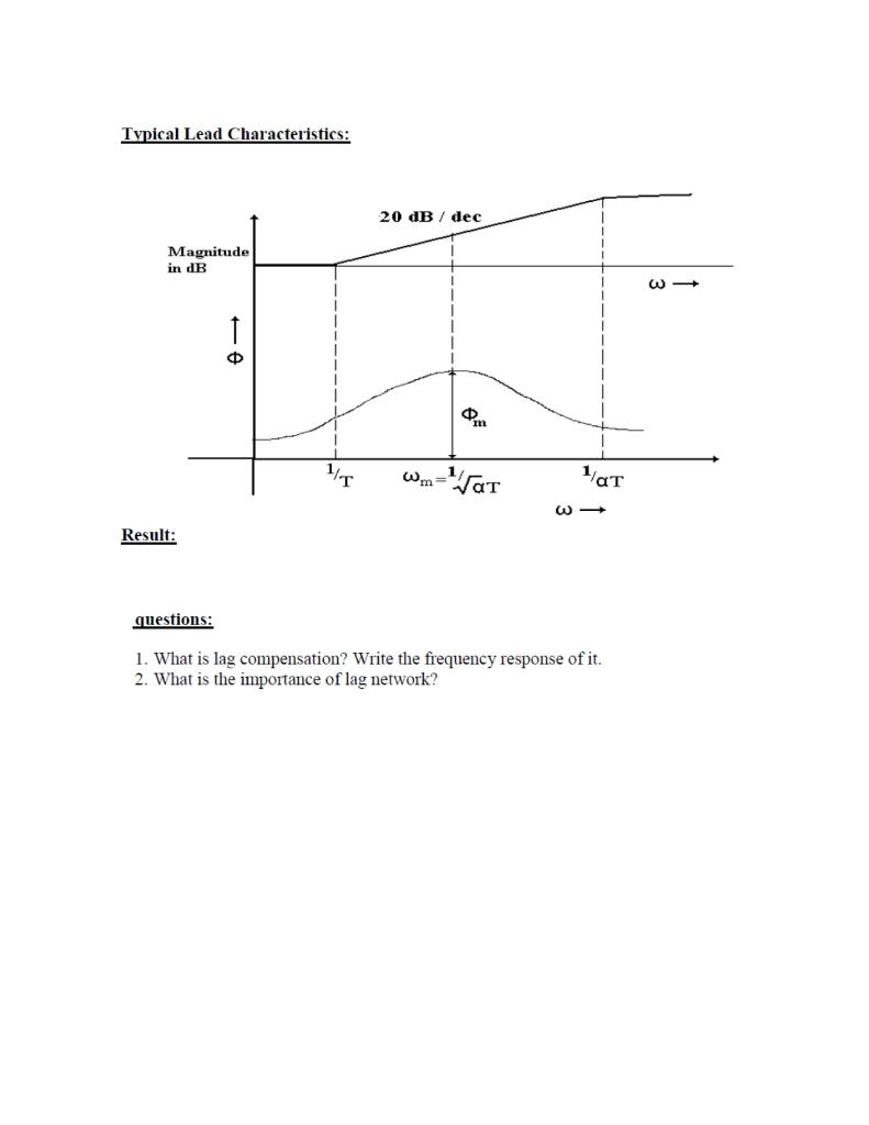 Solved RC LEAD COMPENSATING NETWORK Aim: To design a passive | Chegg.com