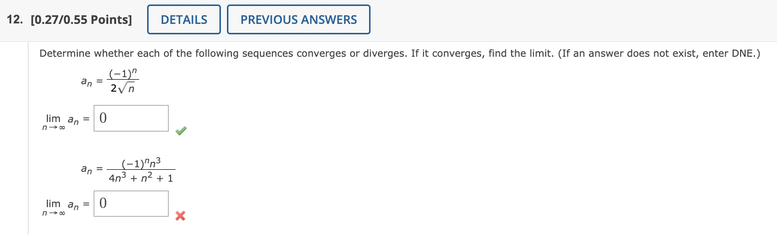 Solved Determine whether each of the following sequences | Chegg.com
