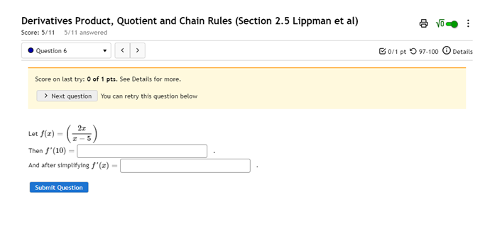 Solved Derivatives Product, Quotient and Chain Rules | Chegg.com