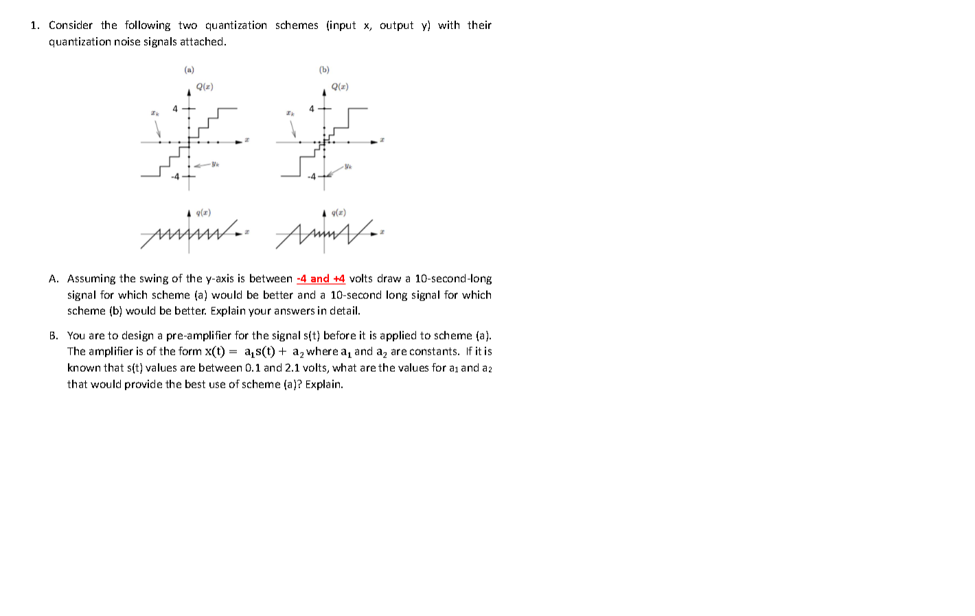 Solved 1. Consider the following two quantization schemes | Chegg.com