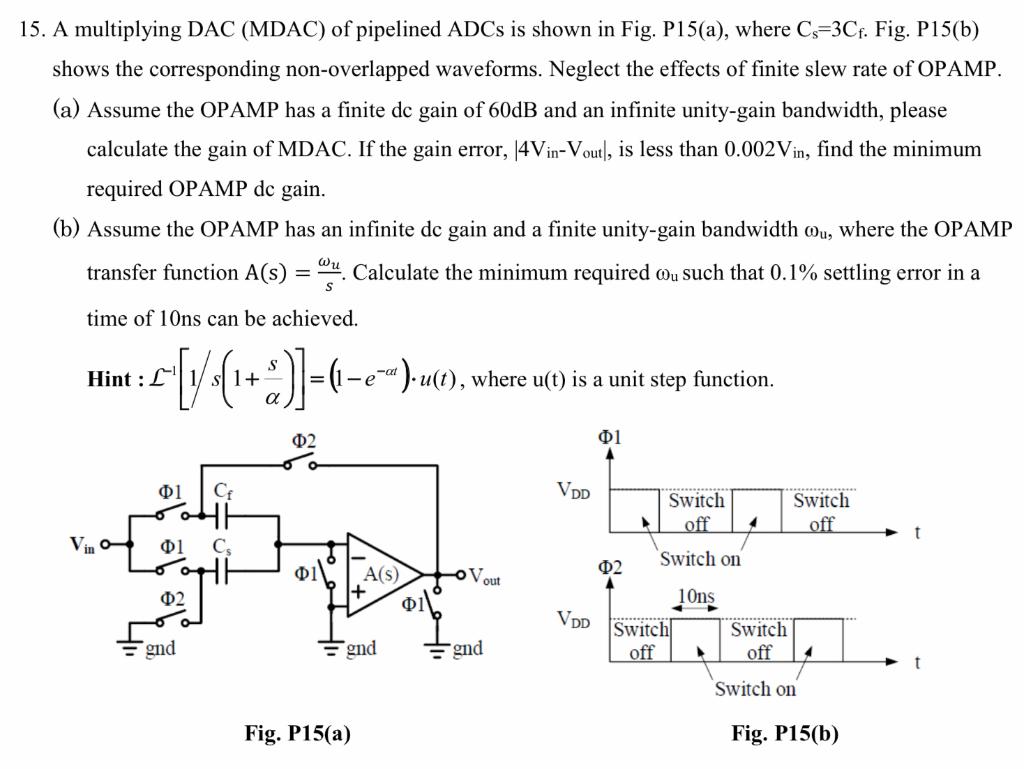 15. A multiplying DAC (MDAC) of pipelined ADCs is | Chegg.com