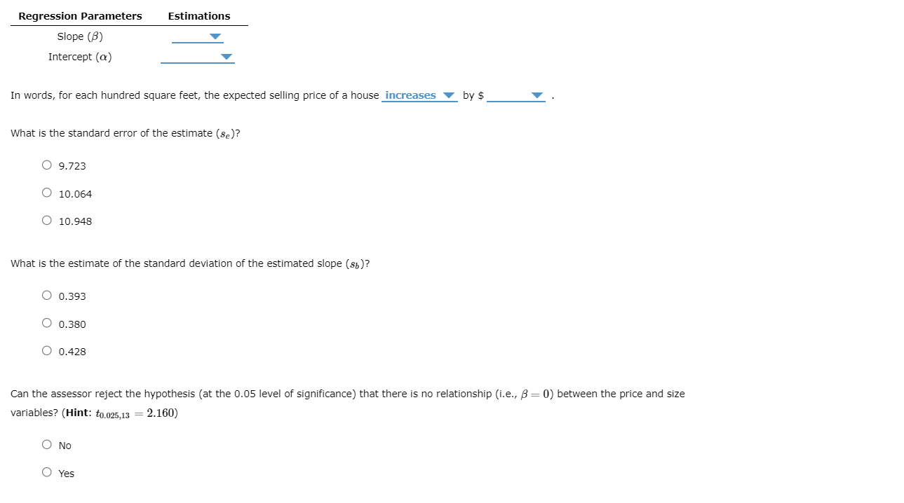 Solved The county assessor is studying housing demand and is | Chegg.com