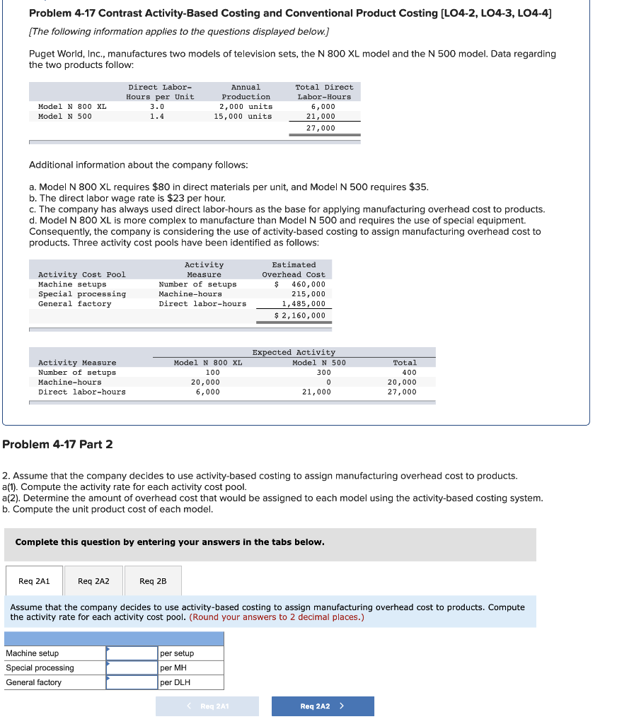 Solved Problem 4-17 Contrast Activity-Based Costing and | Chegg.com