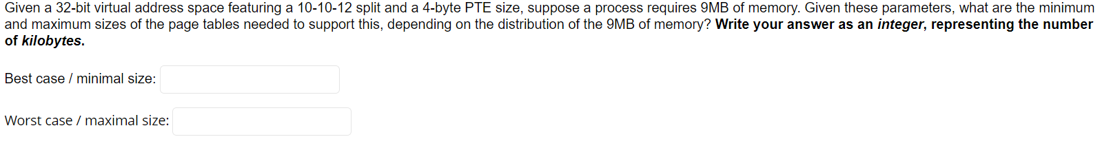 Solved Given a 32-bit virtual address space featuring a | Chegg.com