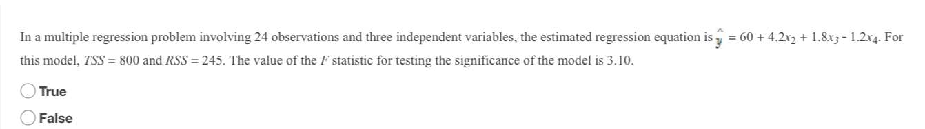 Solved In A Multiple Regression Problem Involving 24 