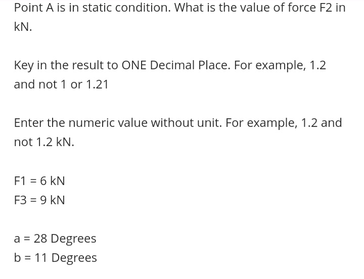 Solved Point A is in static condition. What is the value of | Chegg.com