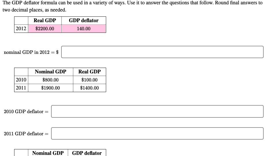 Solved The GDP Deflator Formula Can Be Used In A Variety Of Chegg solved-the-gdp-deflator-formula-can-be-used-in-a-variety-of-chegg