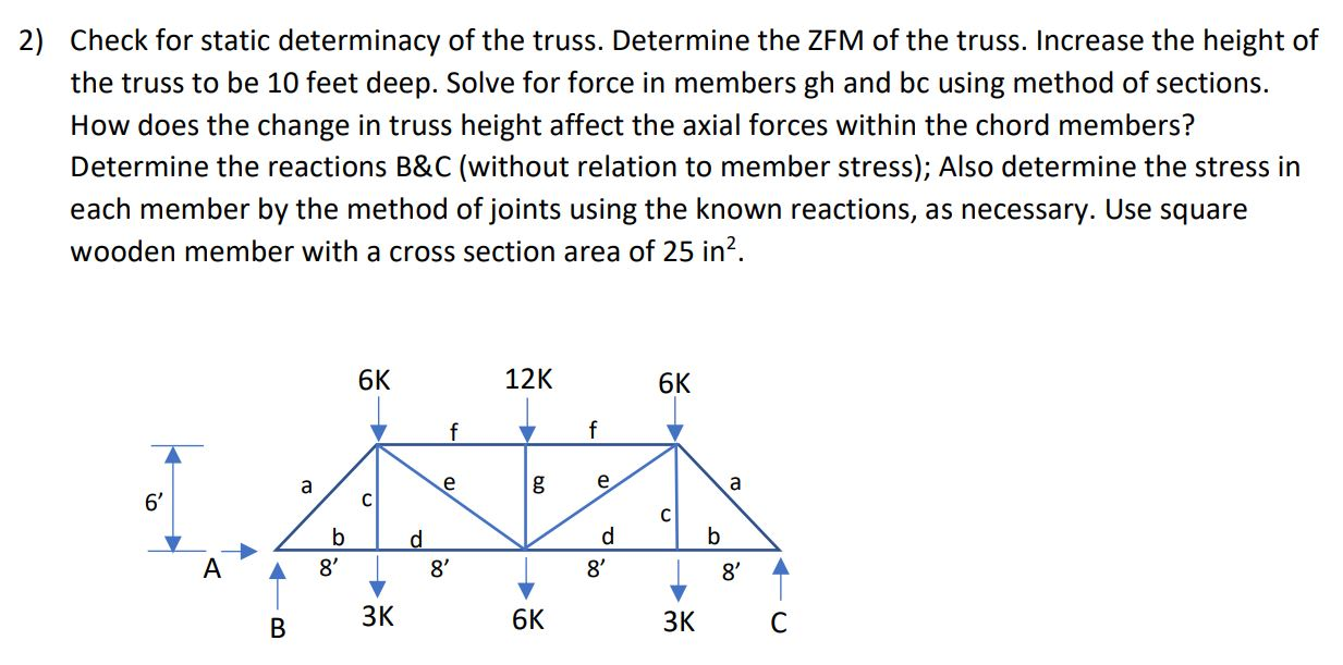 Solved 2) Check for static determinacy of the truss. | Chegg.com