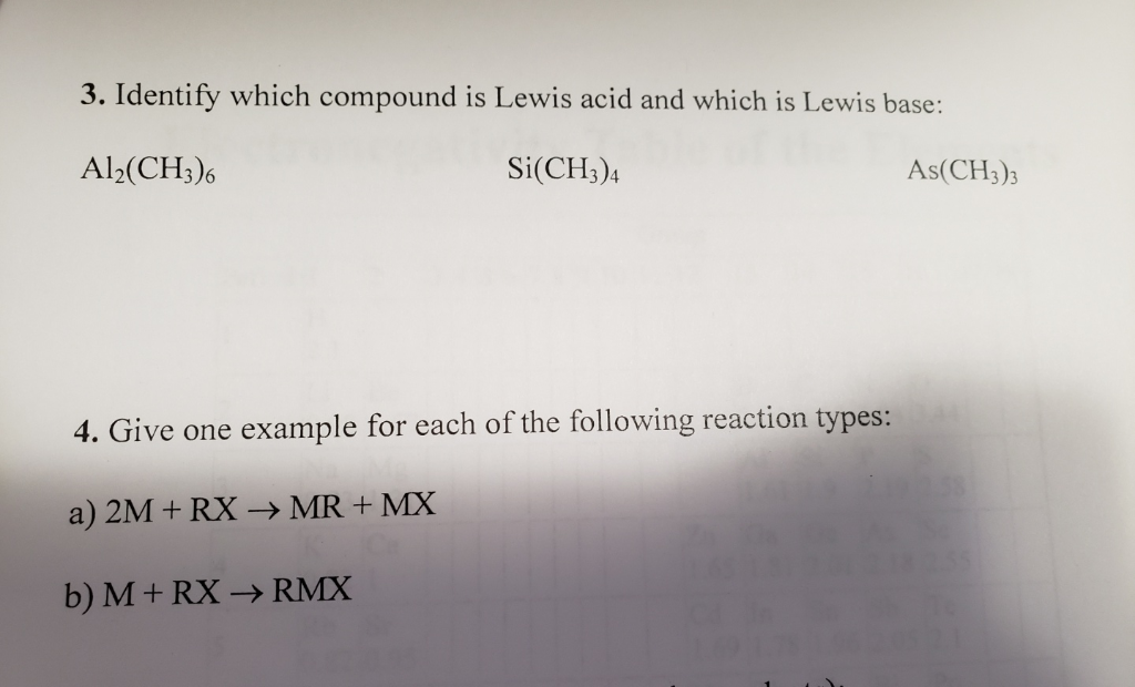 Solved 3. Identify which compound is Lewis acid and which is | Chegg.com