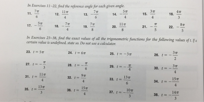 Solved In Exercises 11-22, find the reference angle for each | Chegg.com