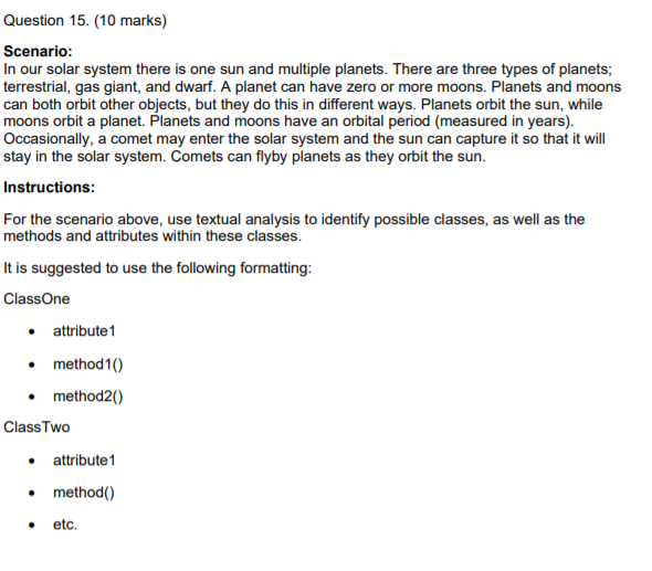 Question 15. (10 marks) Scenario: In our solar system | Chegg.com