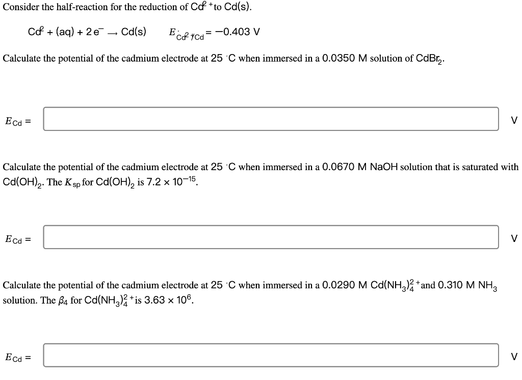 Solved Consider the half-reaction for the reduction of Co+to | Chegg.com