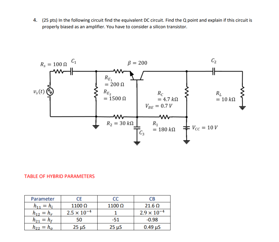Solved 4. (25 pts) In the following circuit find the | Chegg.com